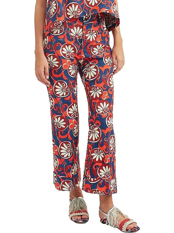 La DoubleJ Hendrix Printed Trousers - Moonflower Navy