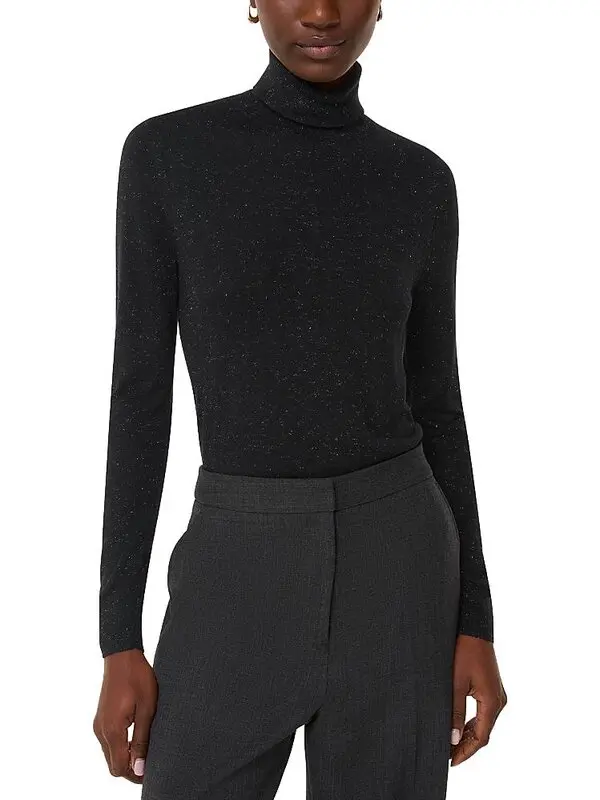 Whistles Annie Sparkle Roll Neck Top - Black