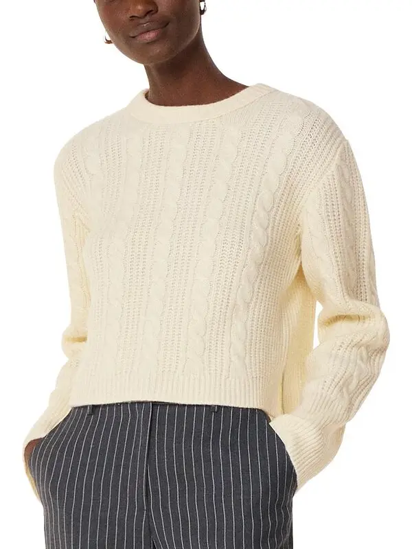 Whistles Cable Knit Crewneck Sweater - Ivory