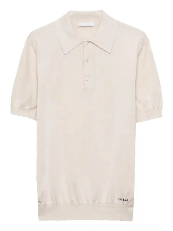 Prada Silk Polo Shirt - Neutrals