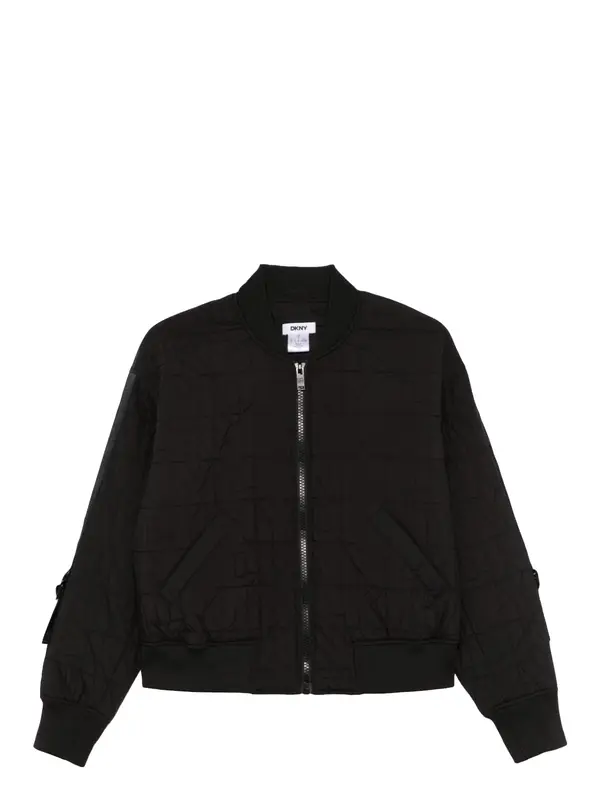 Dkny Logo-embellished Quilted Bomber Jacket - Black