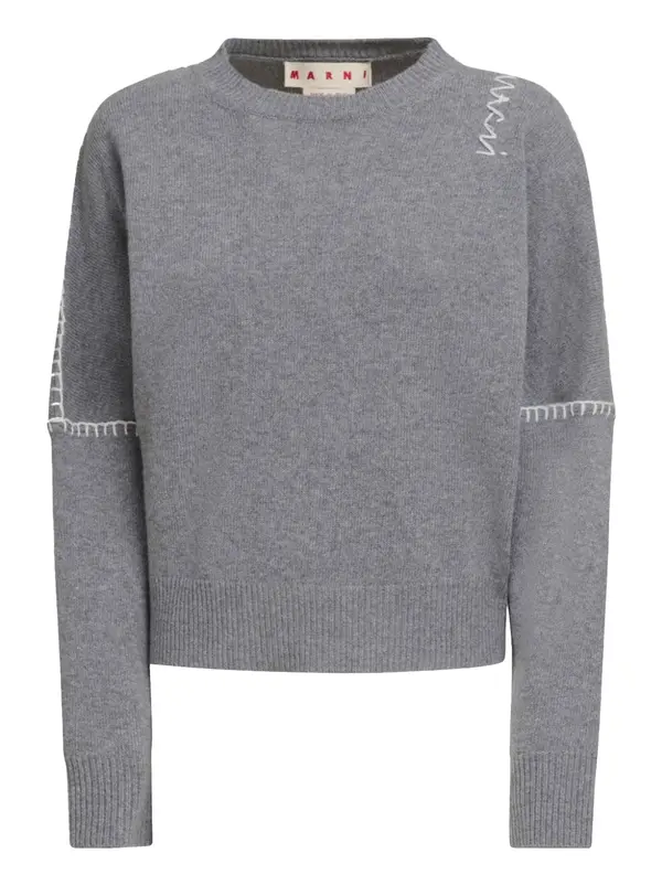 Marni Whipstitch-trim Sweater - Grey