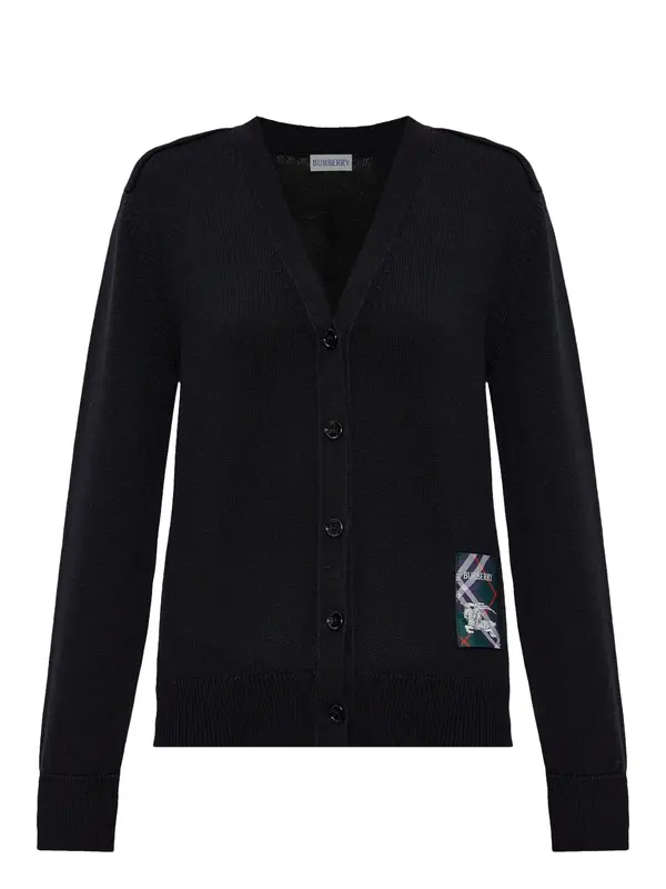 Burberry Wool V-neck Cardigan - Black