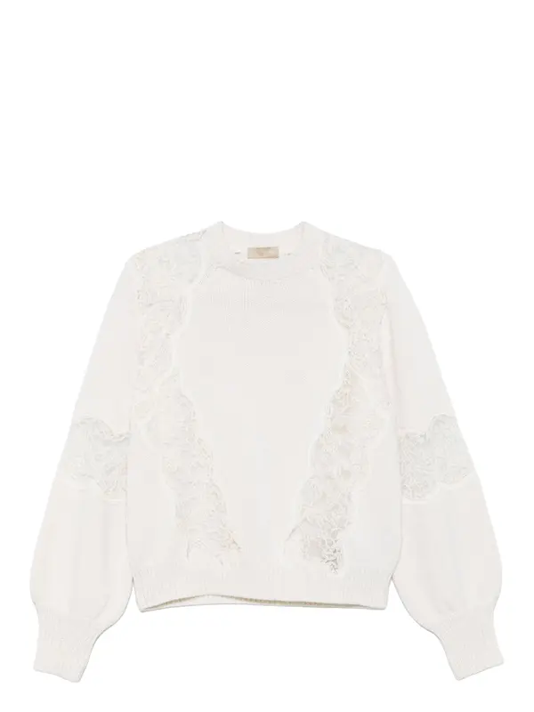 Elie Saab Lace-detail Sweater - White