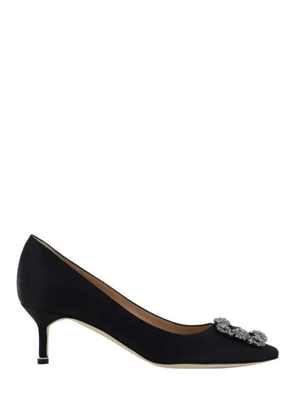 Manolo Blahnik 30mm Hangisi Satin Pumps - Black