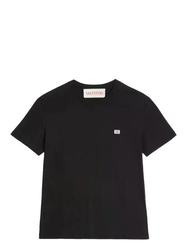 Valentino Garavani Cotton T-shirt With Vlogo Patch - Black