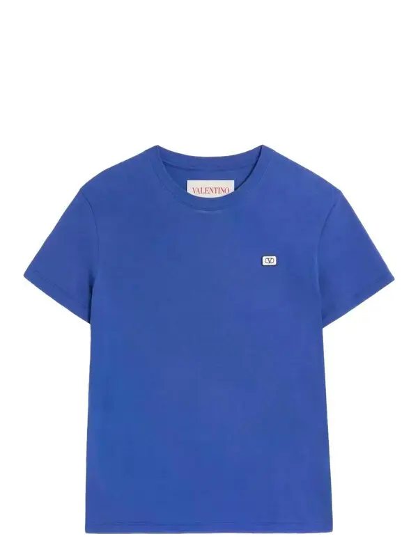Valentino Garavani Cotton T-shirt With Vlogo Patch - Blue