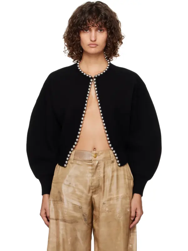alexander wang - Crewneck Ball Chain Trim Cardigan
