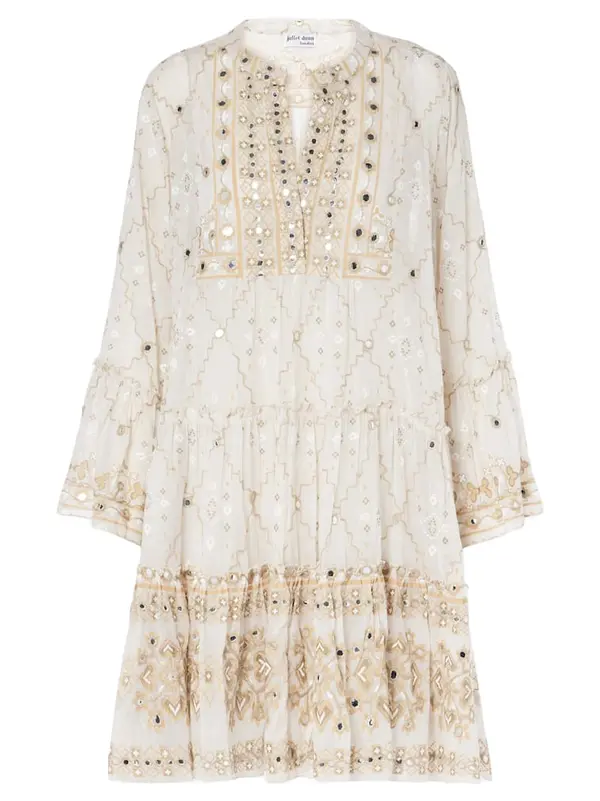 JULIET DUNN Mosaic Printed Cotton Midi Dress - Neutrals