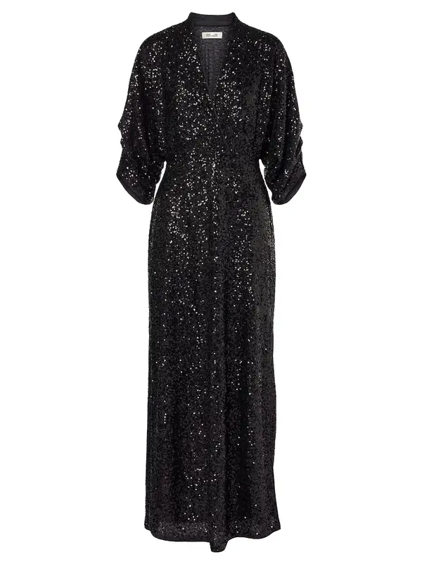 Diane Von Furstenberg Jessel Sequined Maxi Dress - Black