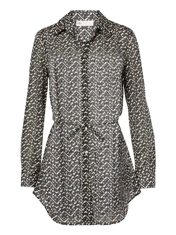 Tory Burch Cotton Mini Shirt Dress - Black