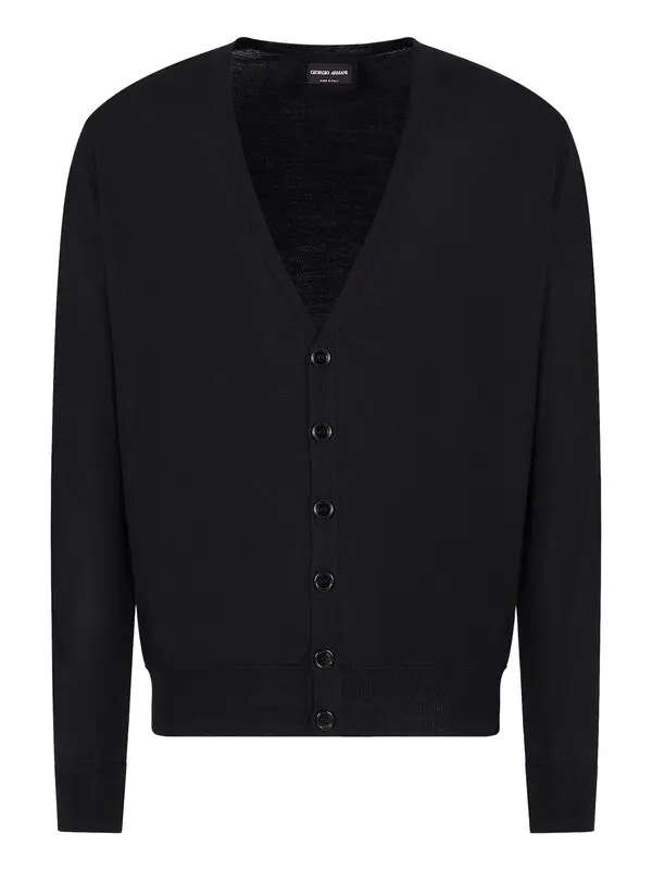 Giorgio Armani Virgin Wool Cardigan With Buttons - Black