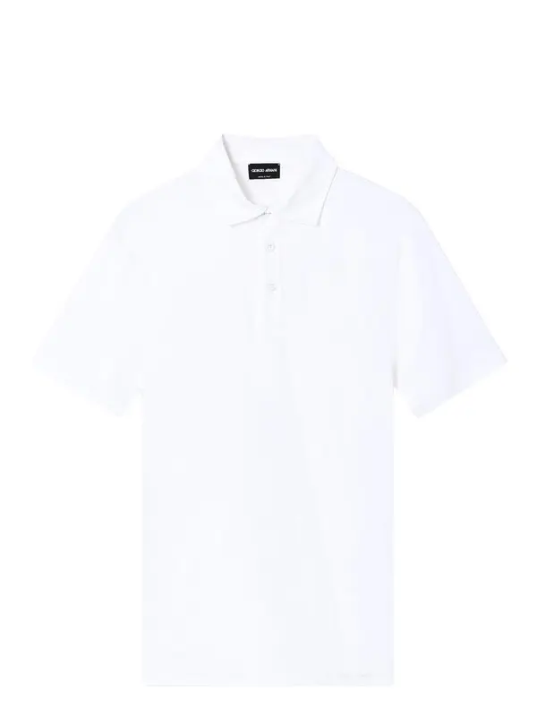 Giorgio Armani Pure Cotton Interlock Polo Shirt With Embroidered Logo - White