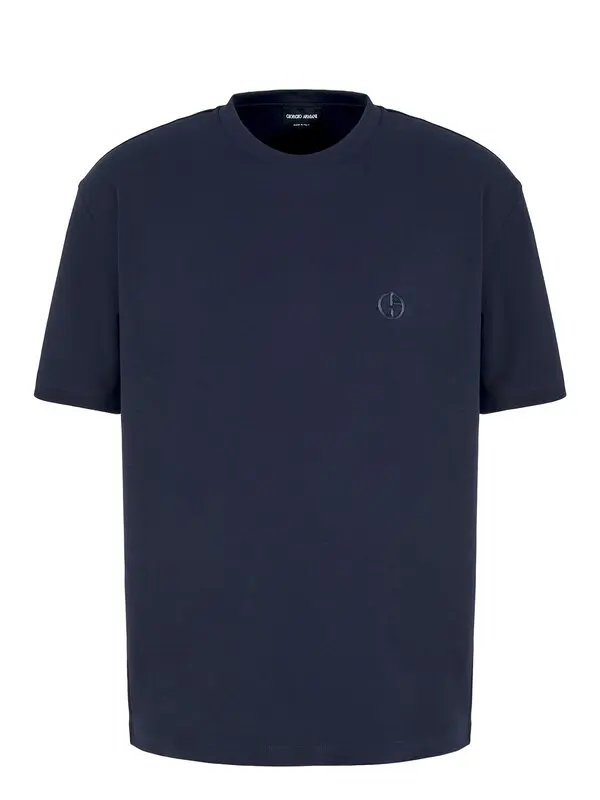 Giorgio Armani Cashmere And Cotton Interlock Crew-neck T-shirt - Blue