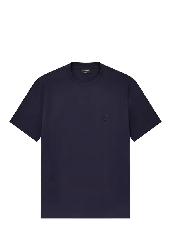 Giorgio Armani Cashmere And Cotton Interlock Crew-neck T-shirt - Blue