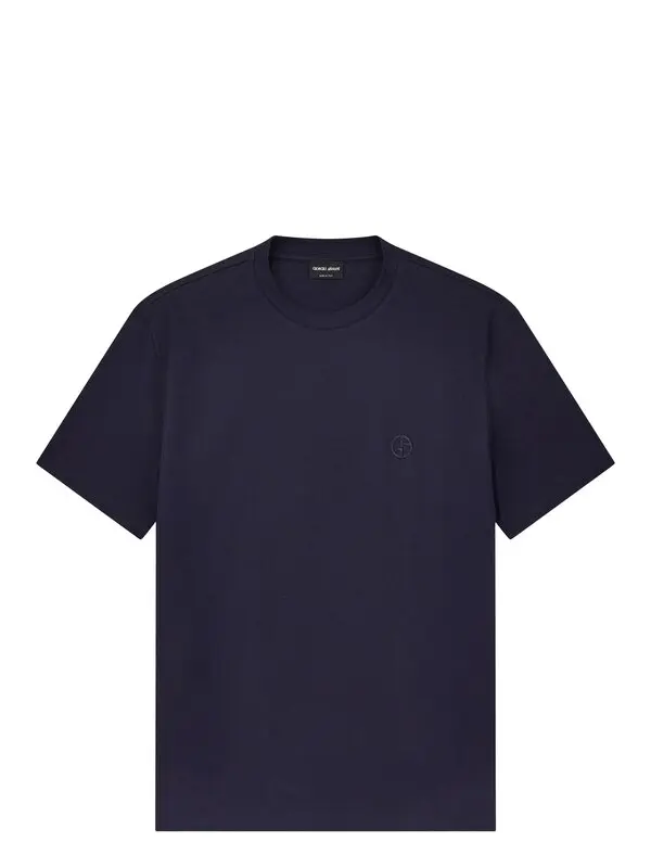 Giorgio Armani Cashmere And Cotton Interlock Crew-neck T-shirt - Blue