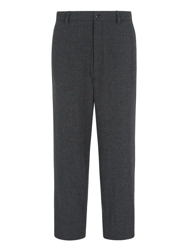 Giorgio Armani Chevron Jacquard Stretch Virgin Wool Trousers - Black
