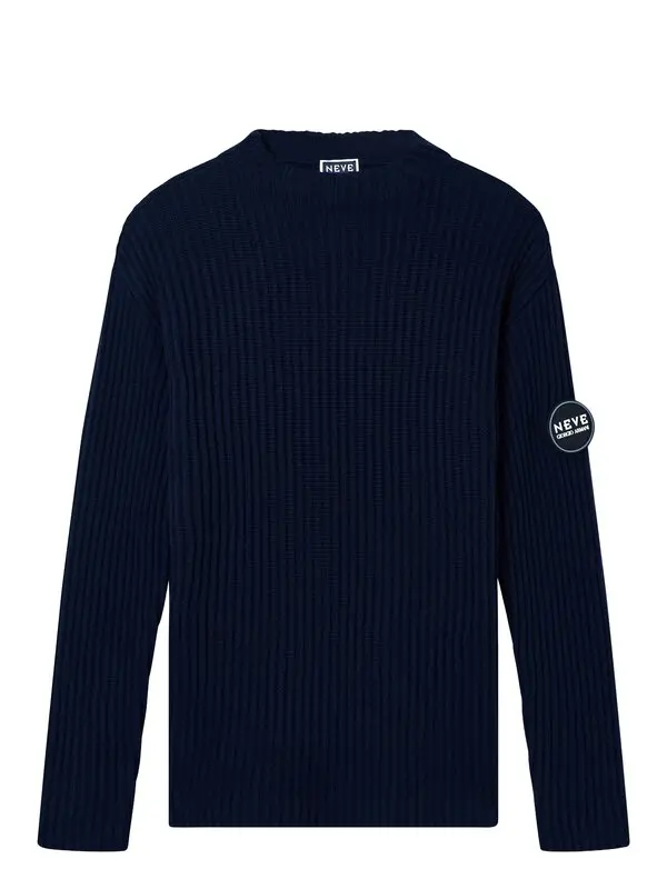 Giorgio Armani Wool And Cashmere Fisherman's Rib Knit Jumper - Blue