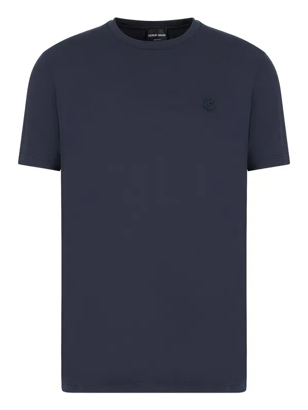 Giorgio Armani Stretch-jersey Loungewear Short-sleeved T-shirt - Blue
