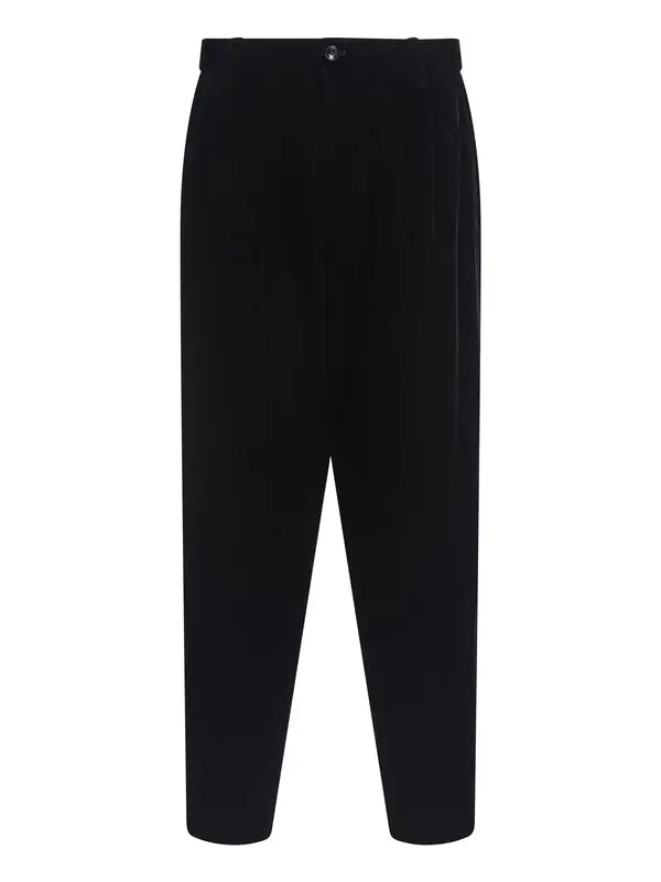 Giorgio Armani Double-darted Velvet Trousers - Black