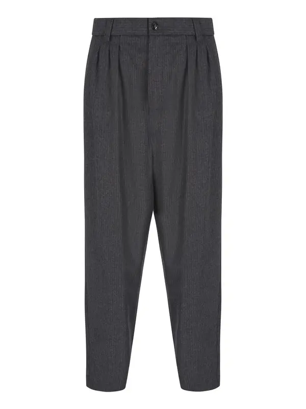 Giorgio Armani Virgin Wool And Cashmere Pinstripe Trousers - Grey