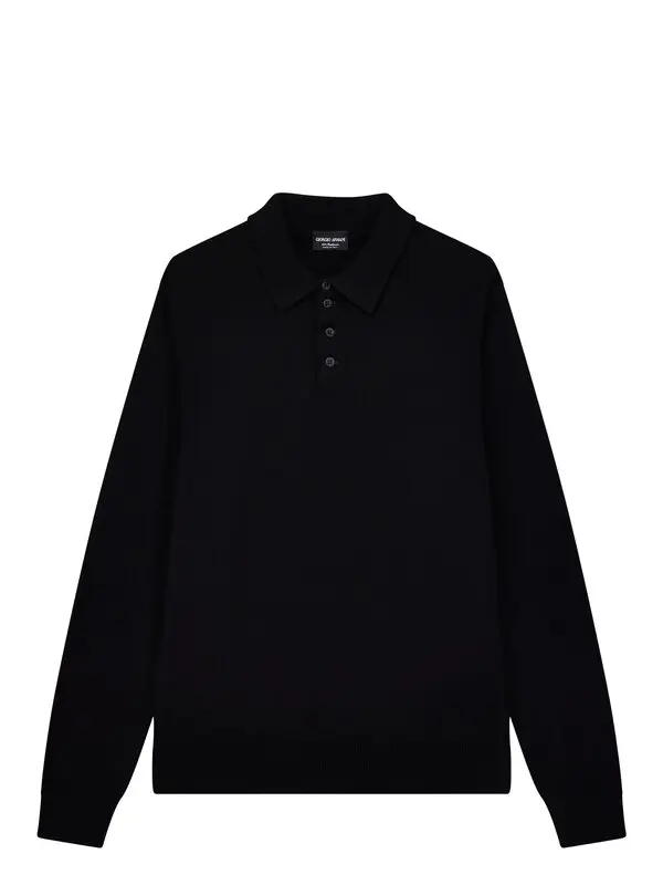Giorgio Armani Long-sleeved Cashmere Polo Shirt - Black