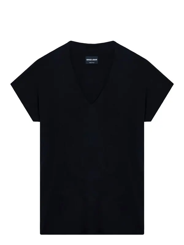 Giorgio Armani Jersey V-neck Top - Black