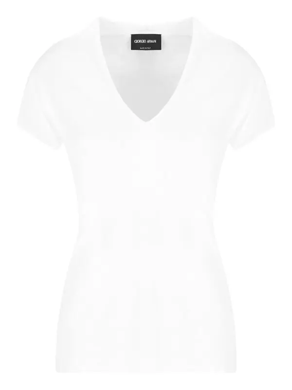 Giorgio Armani Jersey V-neck Top - White