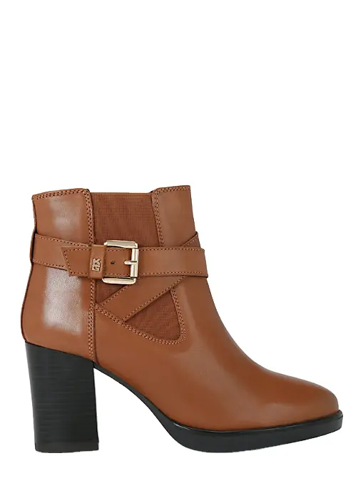 Kurt Geiger Sage Buckle-strap Leather Heeled Ankle Boots - Tan