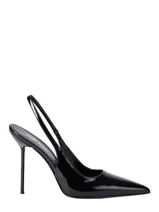 Paris Texas Lidia Sling-back Pointed-toe Leather Heels - Black