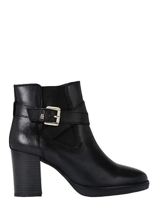 Kurt Geiger Sage Buckle-strap Leather Heeled Ankle Boots - Black