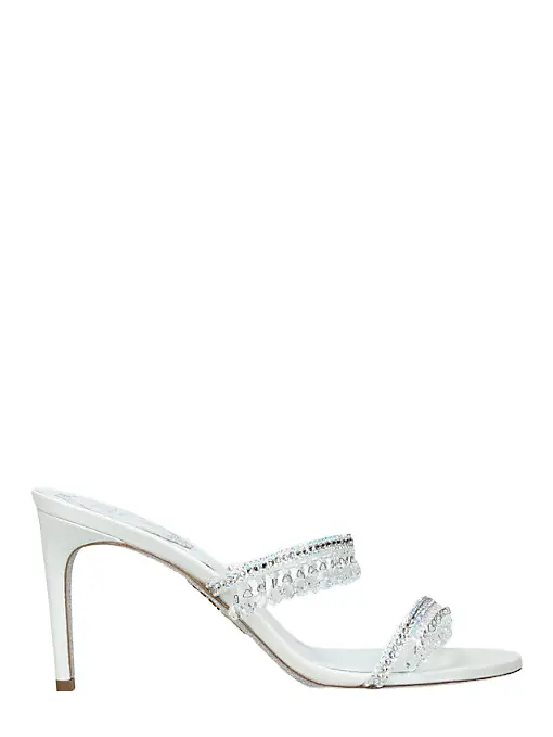Rene Caovilla Chandelier 80 Jewel-embellished Leather Heeled Sandals - White