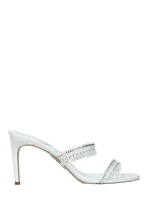 Rene Caovilla Chandelier 80 Jewel-embellished Leather Heeled Sandals - White