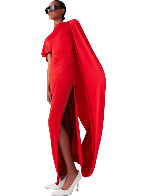 Stella McCartney Asymmetric Cape Maxi Dress - Red