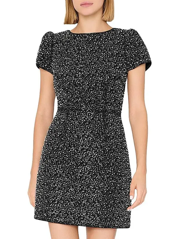 MILLY Rowen Beaded Mini Dress - Black