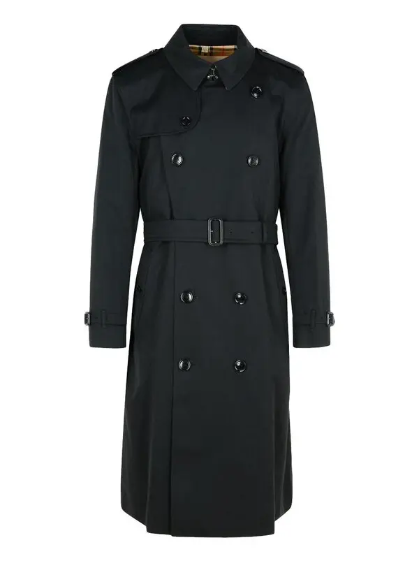 Burberry Cotton 'kensington' Trench Coat - Black