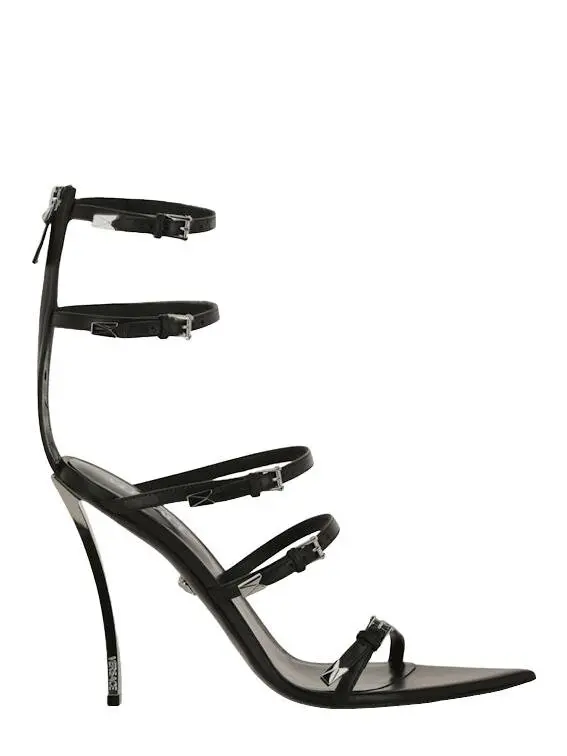 Versace Pinpoint Calf Leather Sandals - Black