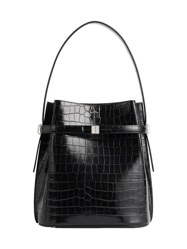 TOTEME Croco-embossed Bucket Bag - Black