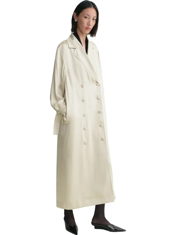 TOTEME Satin Trench Dress - Pearl