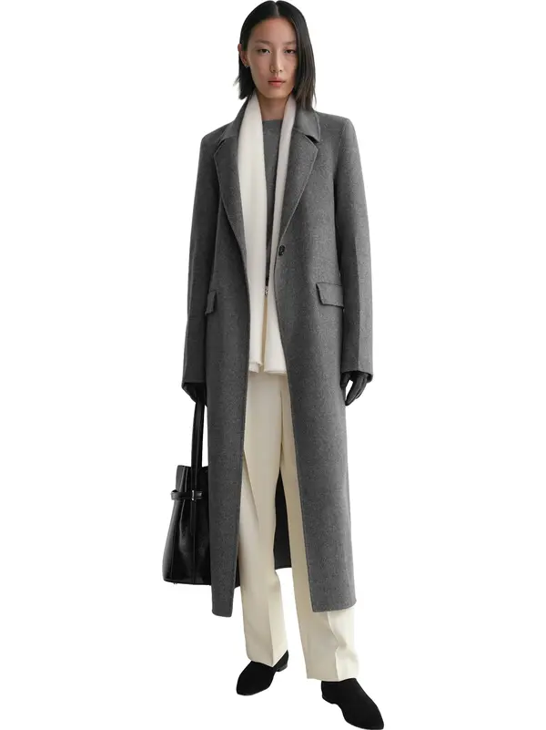 TOTEME Classic Doublé Coat - Mid Grey Melange