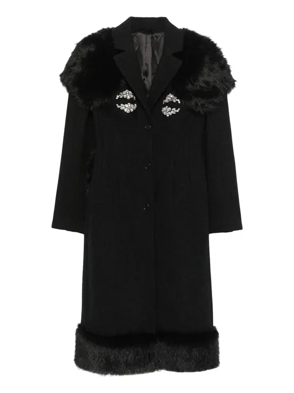 Simone Rocha Crystal-embellished Mid-calf Coat - Black