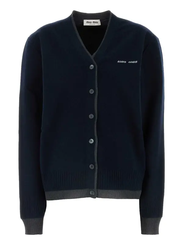 Miu Miu V-neck Cashmere Cardigan - Blue