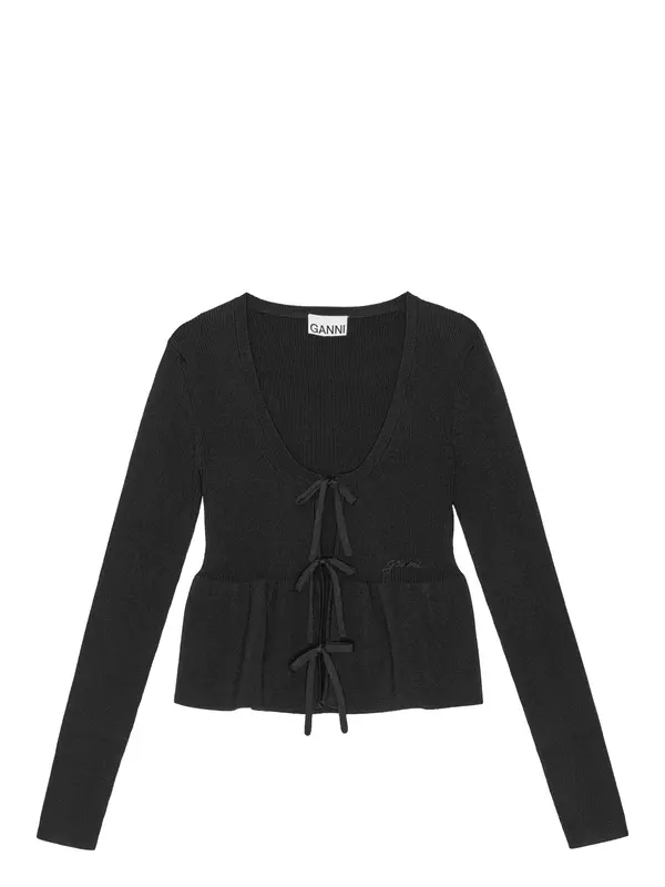 GANNI Tie Fastening Cardigan - Black