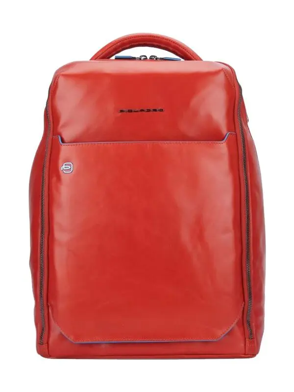 PIQUADRO Padded Leather Backpack - Orange