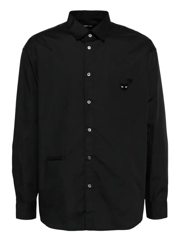 SONGZIO Love Panther Semi-over Shirt - Black