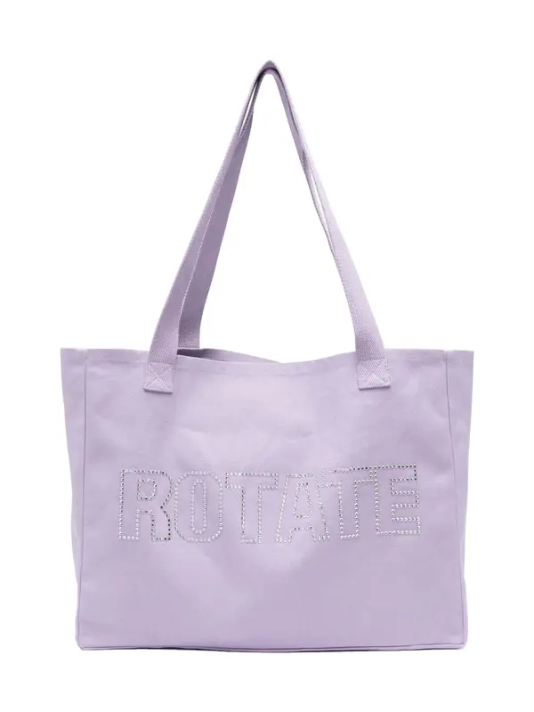 ROTATE BY BIRGER CHRISTENSEN Rhinestone-logo Organic Cotton Tote Bag - Purple