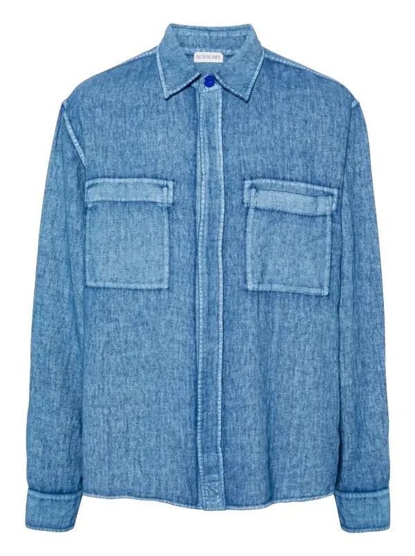 Burberry Long-sleeve Linen Shirt - Blue