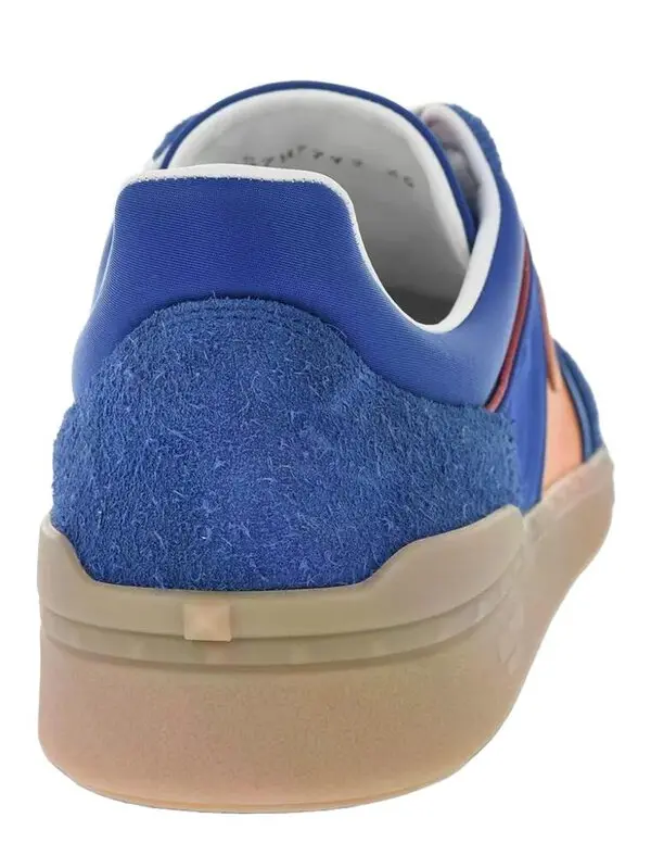 Valentino Garavani Upvillage Low Top Sneakers In Crust Leather And Nylon - Blue