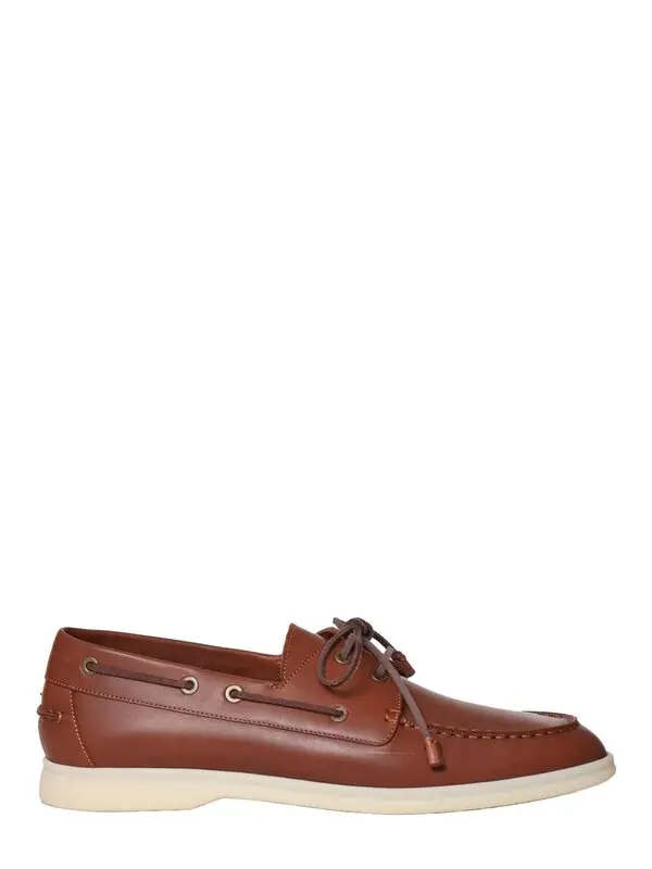 Loro Piana Leather Boat Shoes - Brown