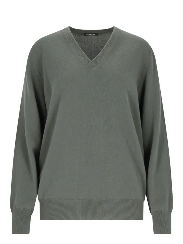CANESSA Cashmere V-neck Sweater - Green